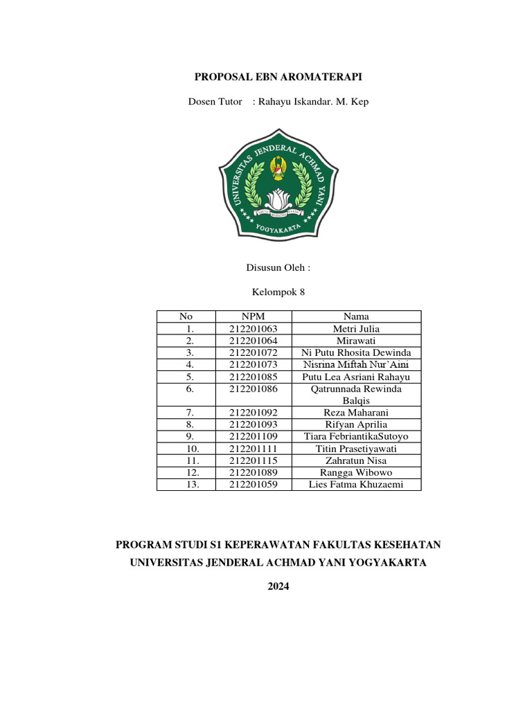 Proposal Ebn Terapi Aromaterapi | PDF