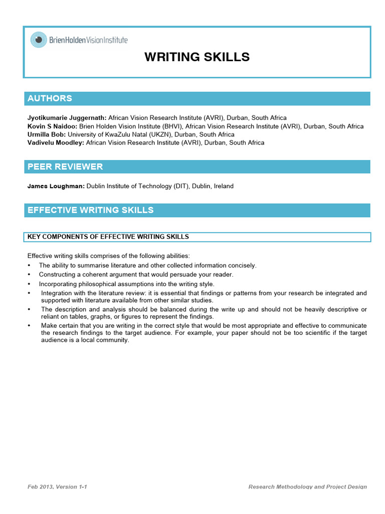 11 Writing Skills | PDF | Citation | Visual Impairment