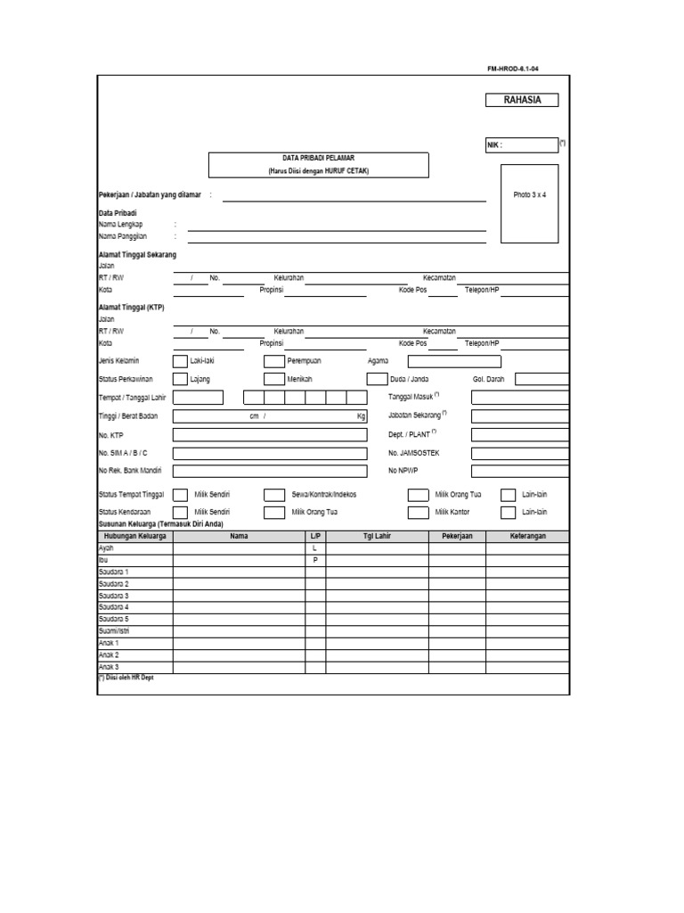 Form Data Diri Karyawan-2 | PDF