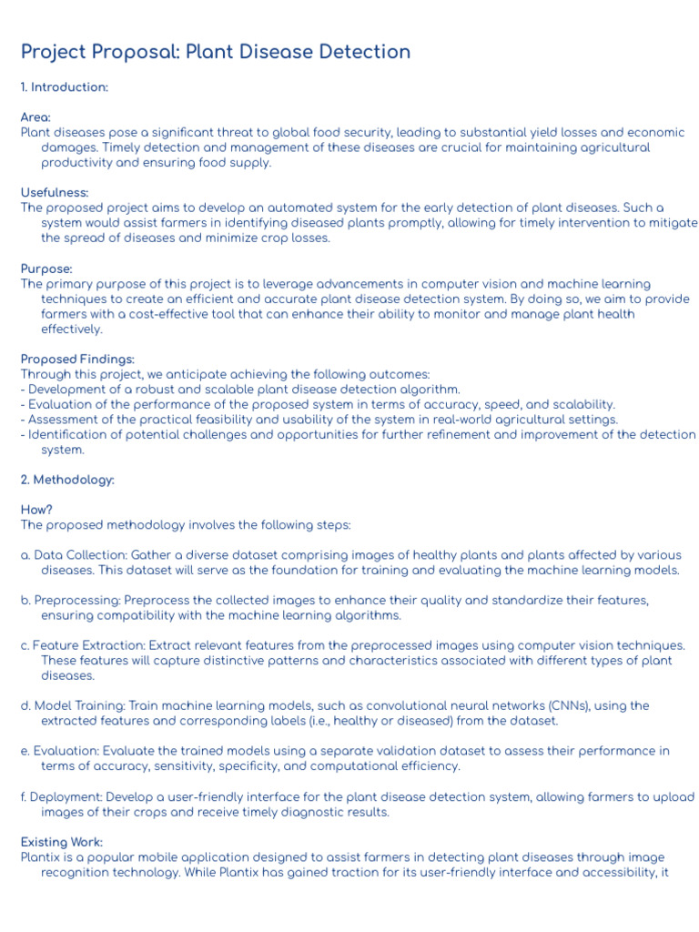 Project Proposal - Plant Disease Detection | PDF | Machine Learning | Usability