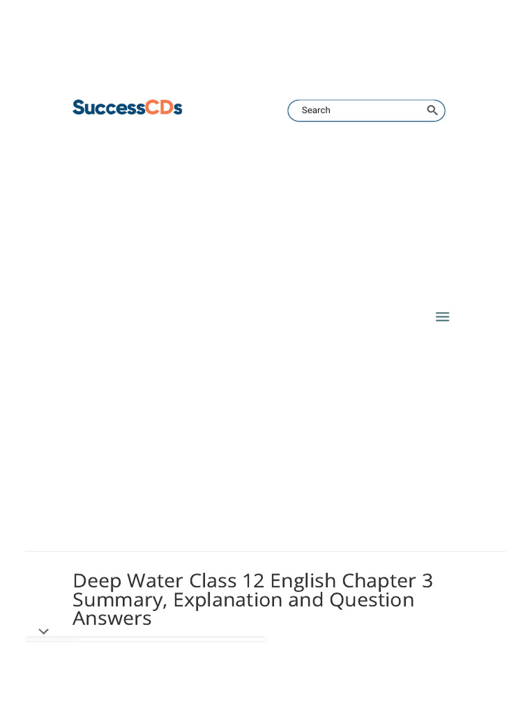 Deep Water Class 12 Summary & QA | PDF | Multiple Choice | Swimming