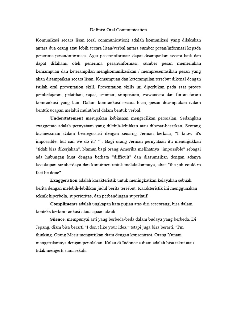 Definisi Oral Communication | PDF