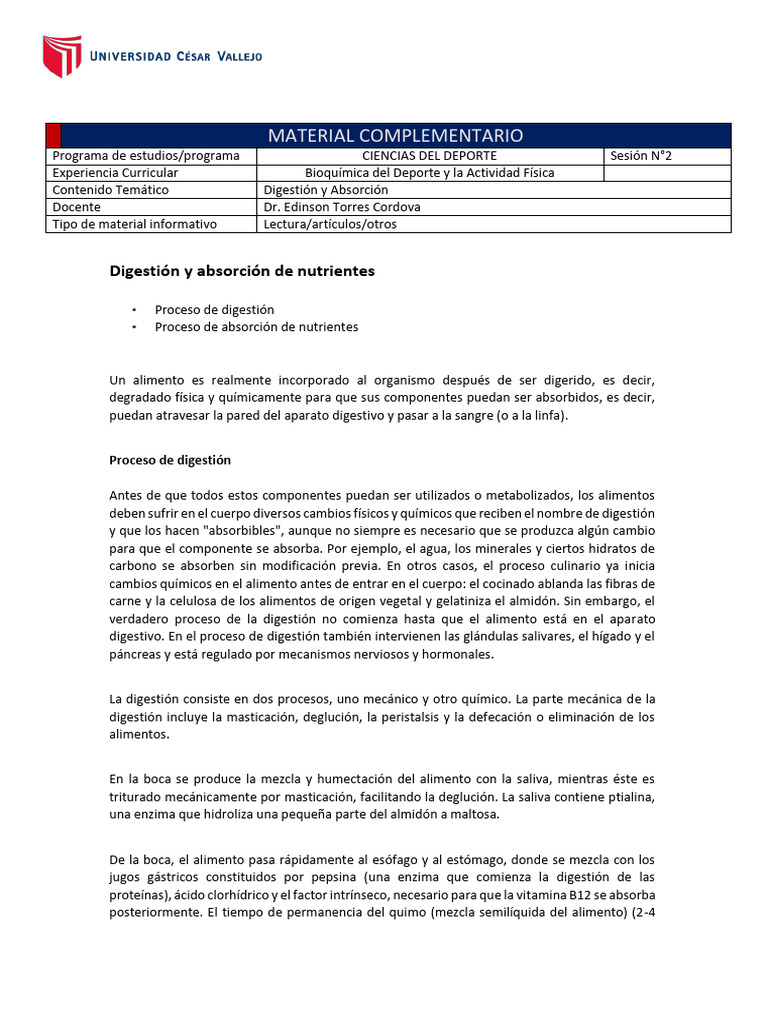 Material Complementario #02 | PDF | Digestión | Química