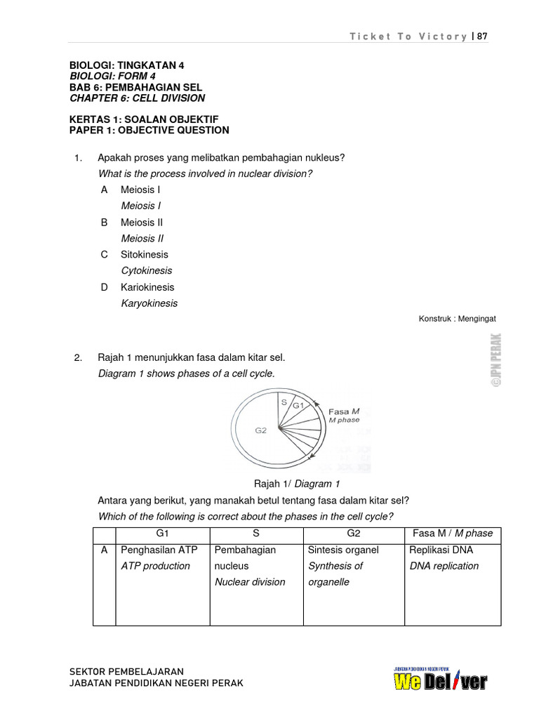 Soalan JPN Perak - Biologi Bab 6 T4 | PDF
