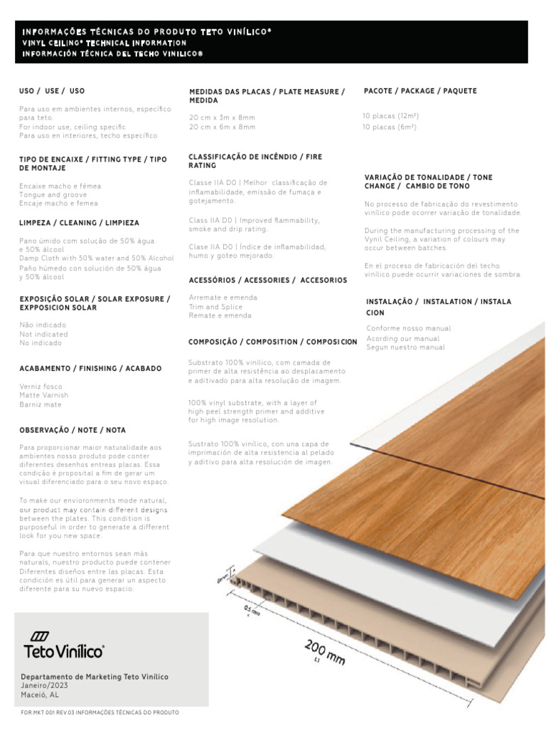 Ficha Técnica Teto Vinilico | PDF