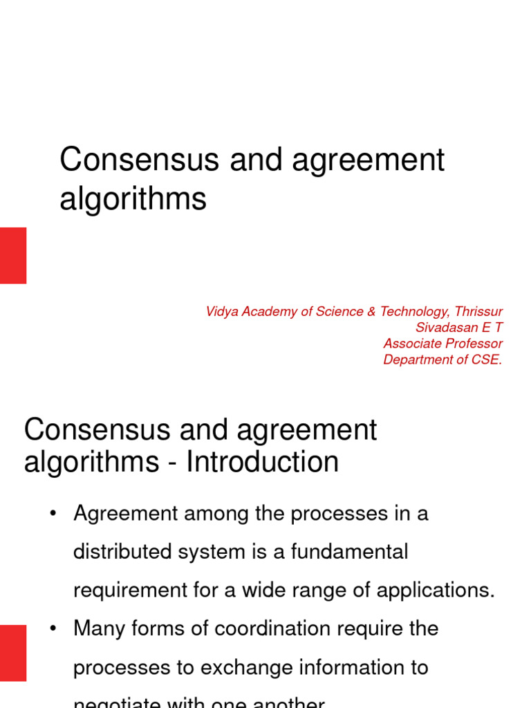 Consensus and Agreement Algorithms - Introduction | PDF | Computer Engineering | Computing