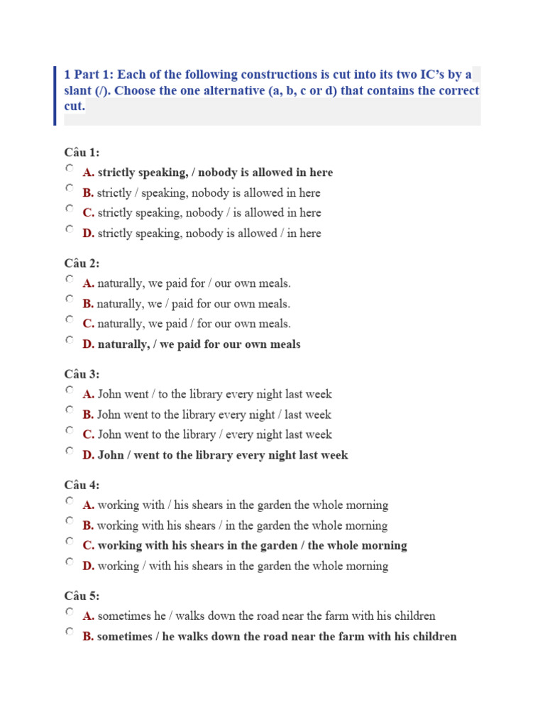 NG Pháp Nâng Cao - Bài KT2 | PDF