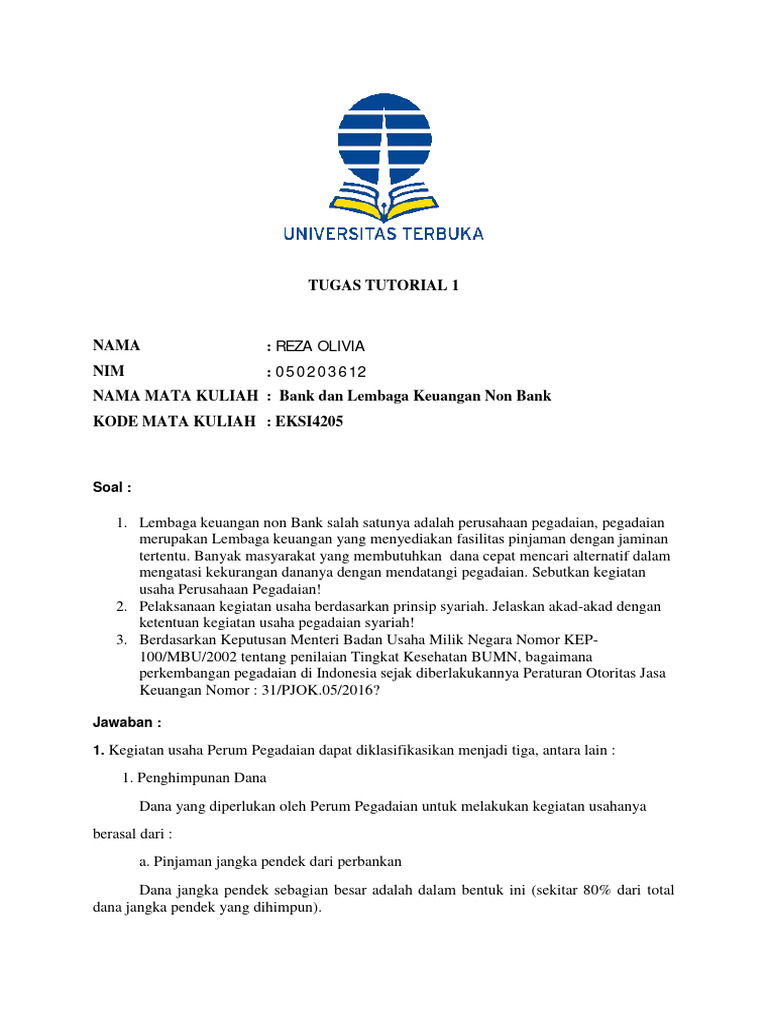 Tugas 3 Bank-dan-Lembaga-Keuangan-Non-Bank | PDF | Pengelolaan Keuangan & Uang