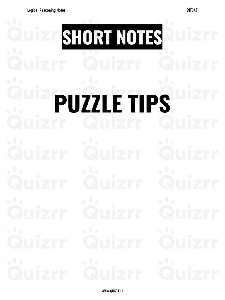 Logical Reasoning - Puzzle Tips | PDF
