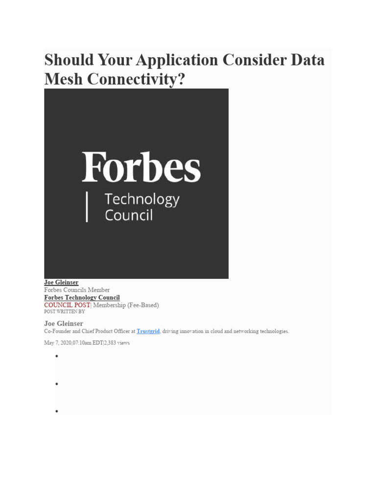 Data Mesh Connectivity Solutions | PDF | Cloud Computing | Computer ... Data Mesh Connectivity Solutions | PDF | Cloud Computing | Computer ...