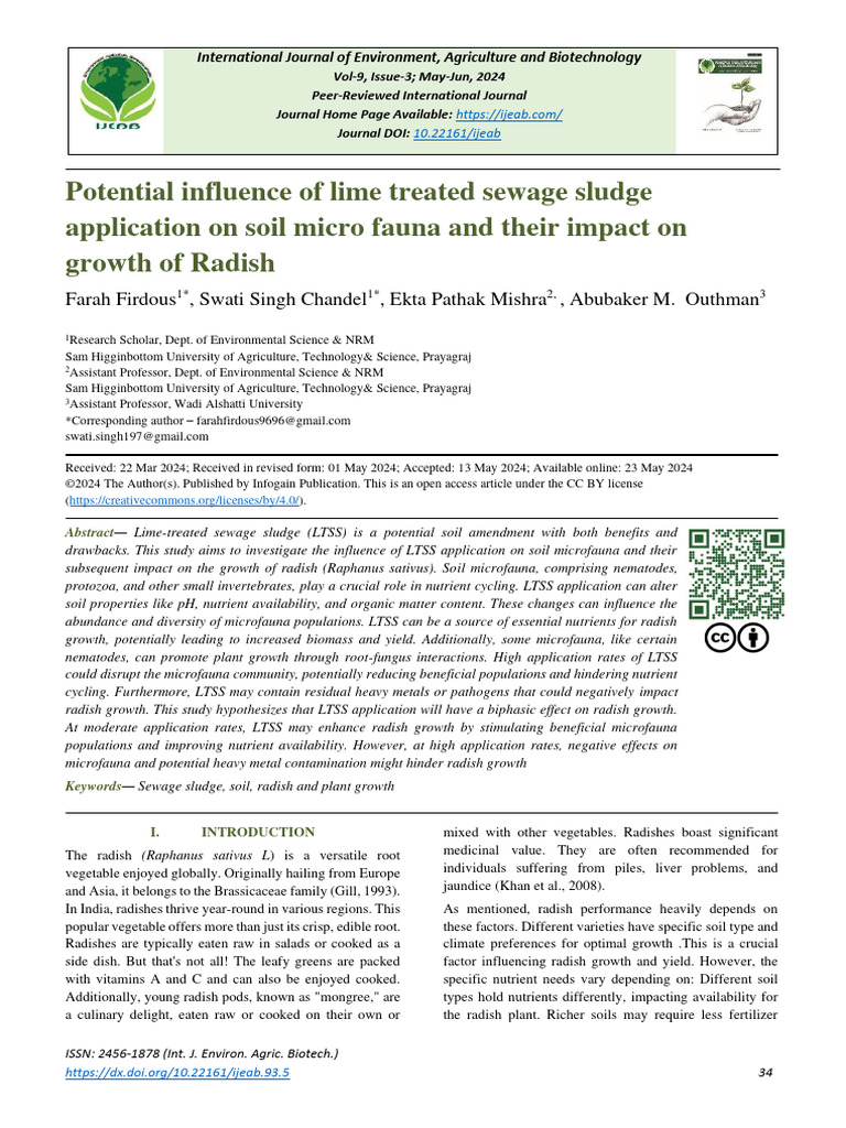 Lime-Treated Sewage Sludge Effects on Radish | PDF | Soil | Aspergillus