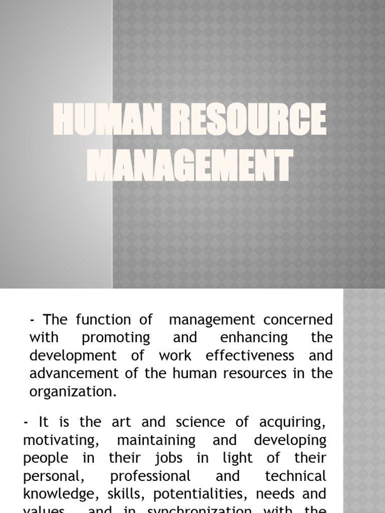 Human Resources Management 1 | PDF | Human Resources | Employment