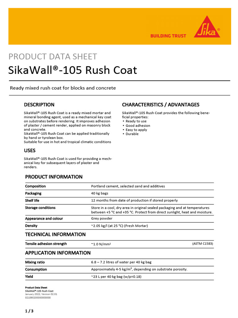 Sikawall - 105 Rushcoat | PDF | Concrete | Plaster