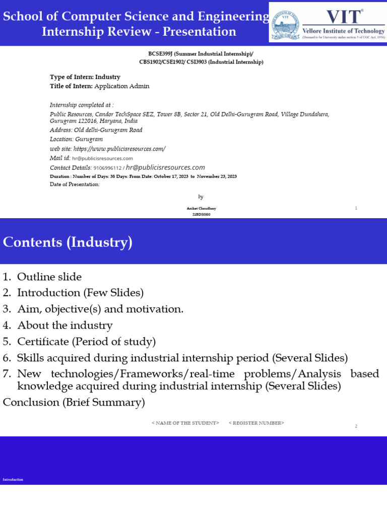 Application Admin Internship Review | PDF
