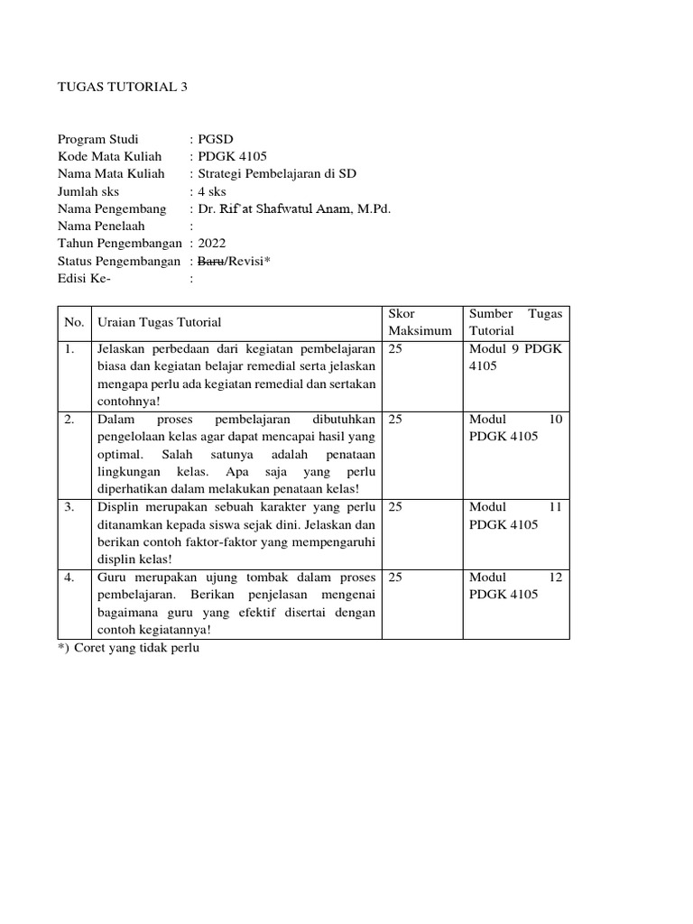 Sesi 7 TUGAS TUTORIAL 3 Pembelajaran | PDF