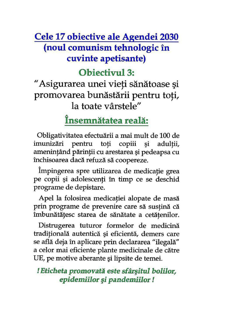 Agenda 2030 Obiectivul 3 | PDF