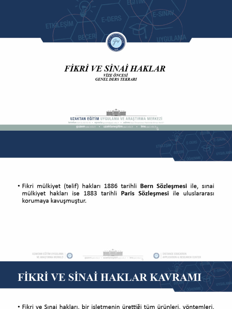 Fikri Ve Sinai Haklarders Notlariogr 18-04-2022 | PDF