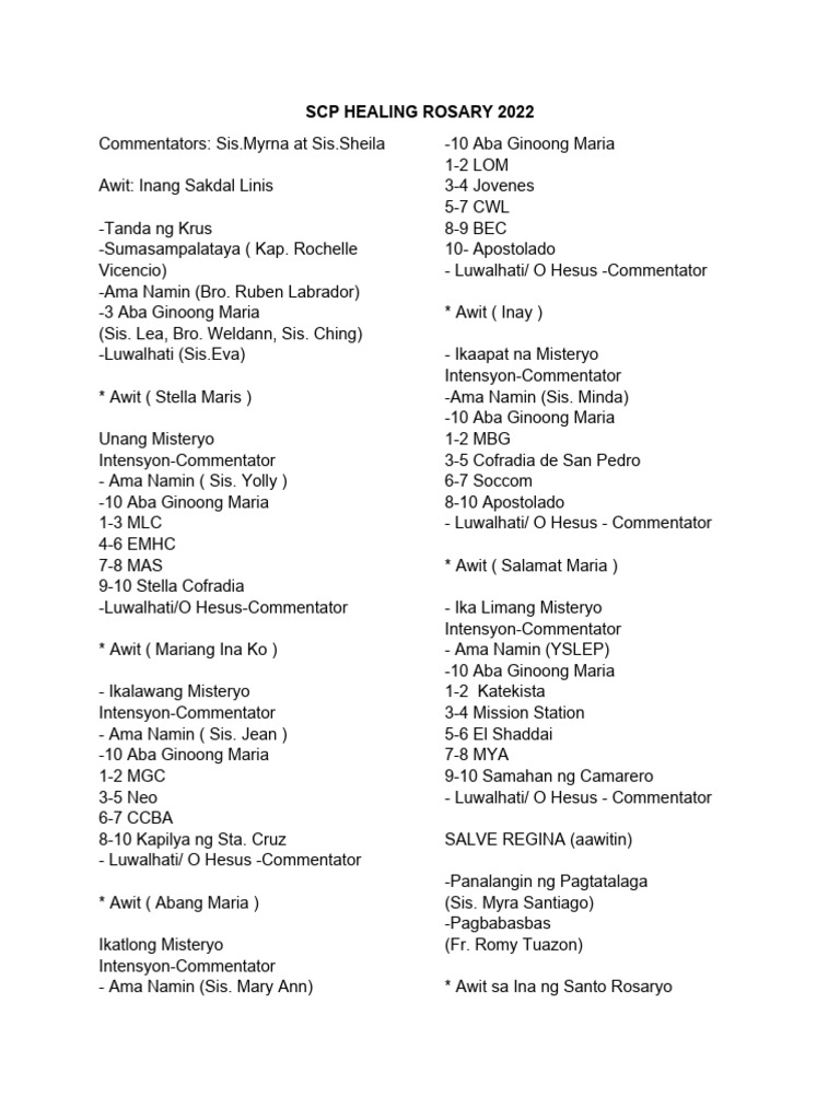 Scp-Healing-Rosary 2022 | PDF
