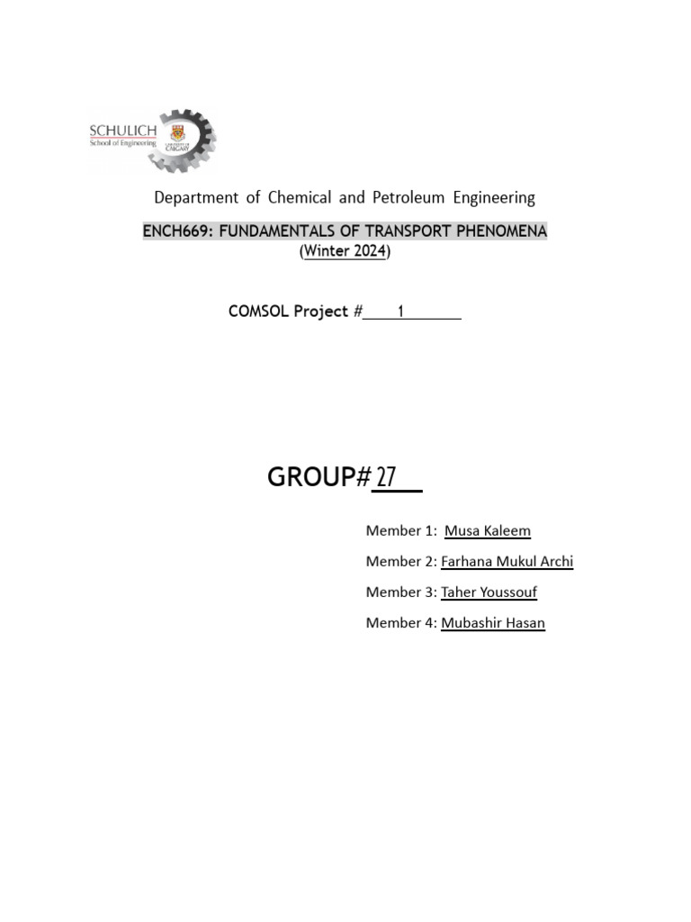 COMSOL Project Group-27 | PDF | Pressure | Transport Phenomena