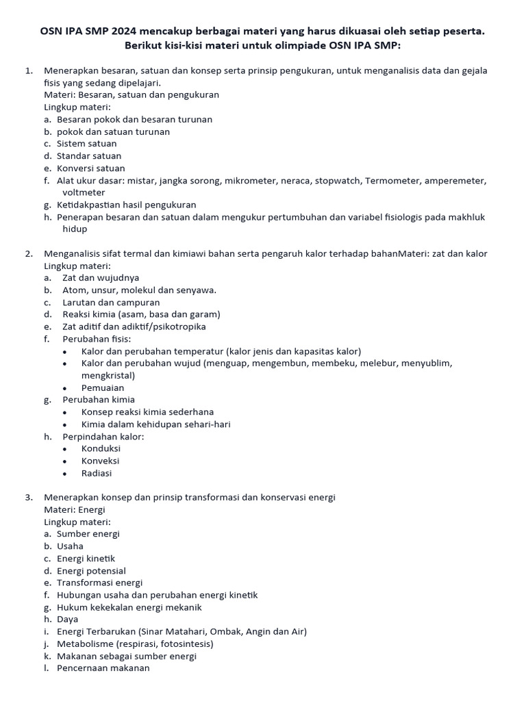 Kisi2 Osn Ipa SMP 2024 | PDF