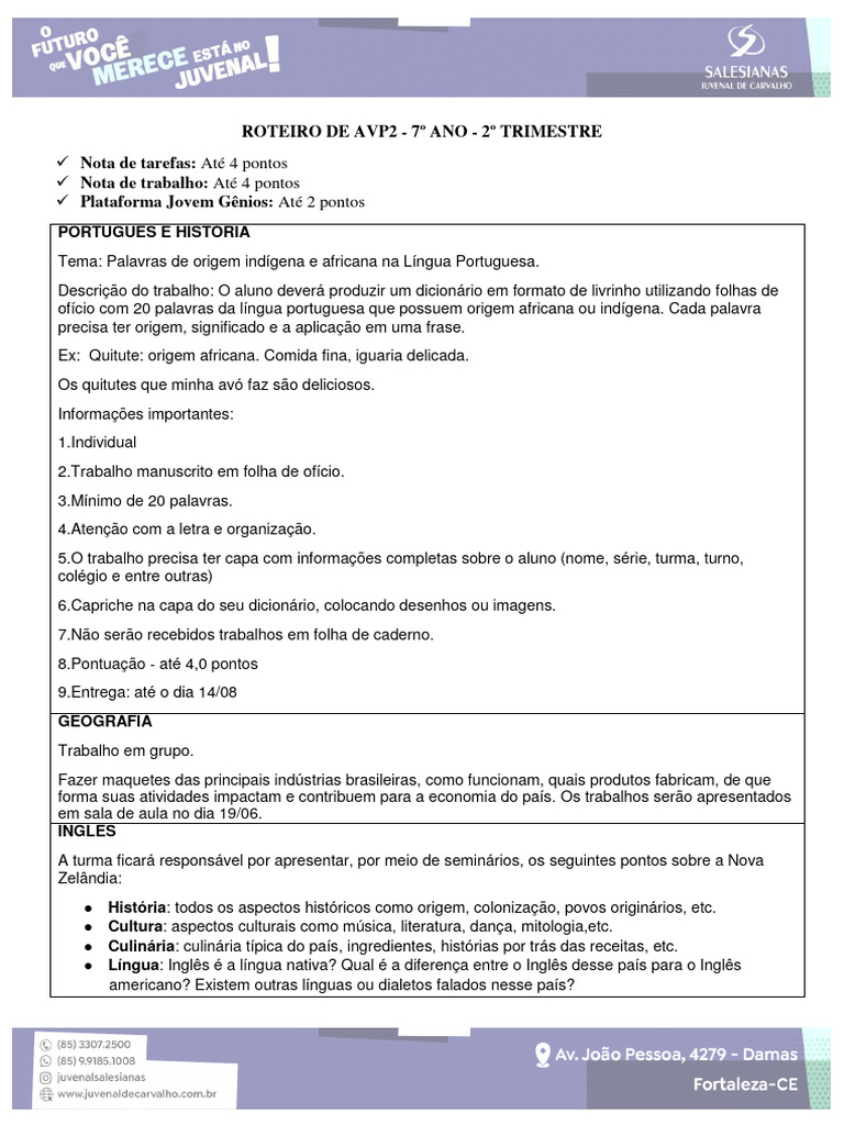 Avp 2 - 2 Tri 7° Ano | PDF | Povos indígenas