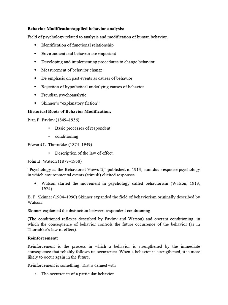 Behavior Modification | PDF | Reinforcement | Behaviorism