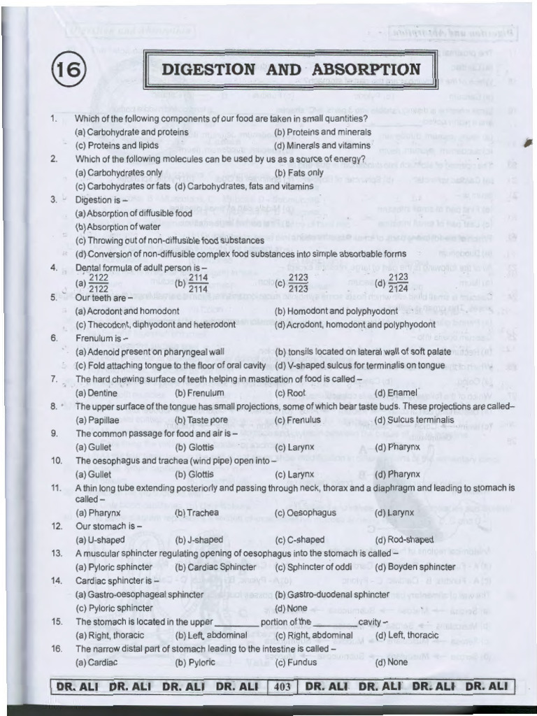 DPP B07. Dr. Ali Objective Biology Vol 1 PDF | PDF | Digestion | Pancreas
