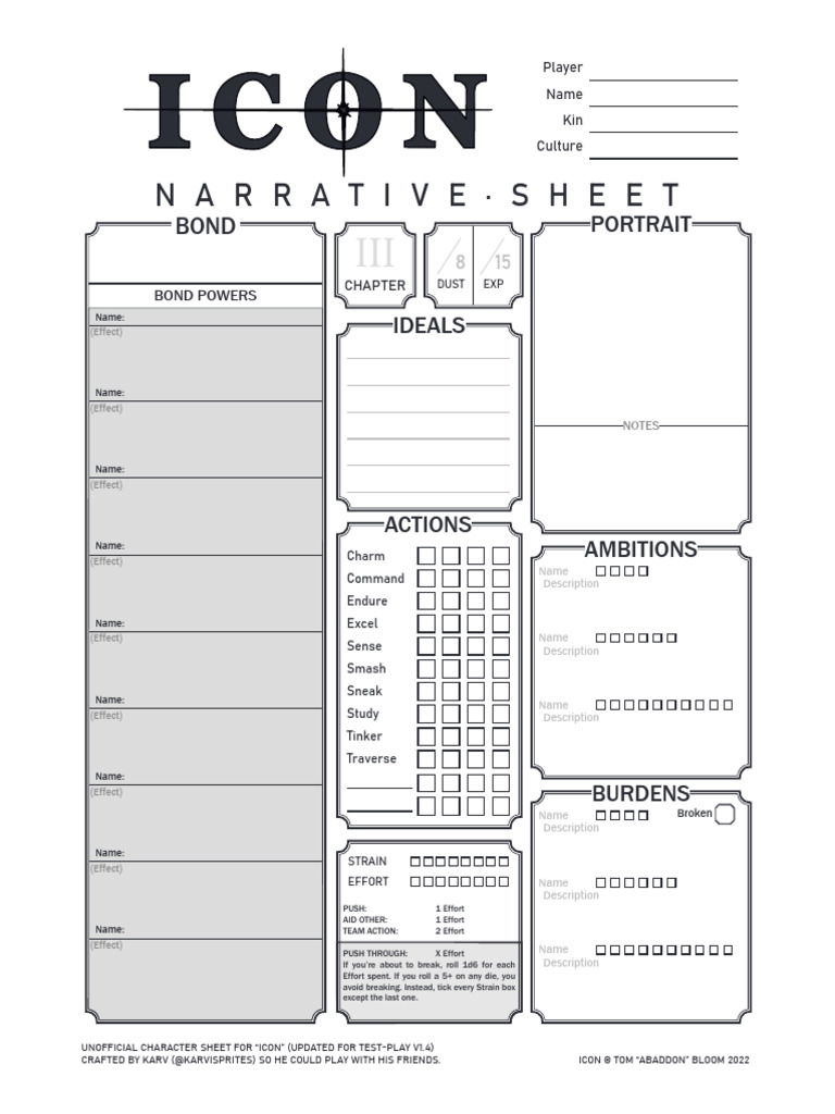 Eng Icon Charsheet-1 | PDF