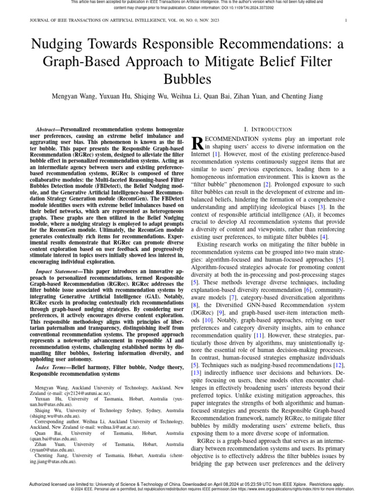 Mitigating Filter Bubbles with RGRec | PDF | Artificial Intelligence | Intelligence (AI) & Semantics