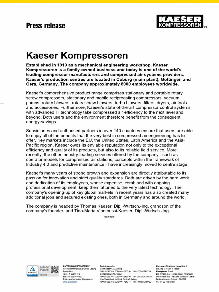 Kaeser Company Profile en 35 18418 | Download Free PDF | Gas Technologies | Engineering