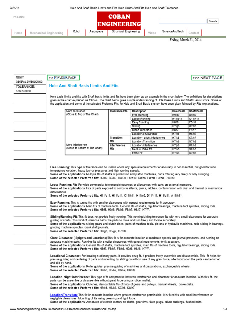 Shaft and Hole Tolerance Chart | PDF | Engineering Tolerance | Machines