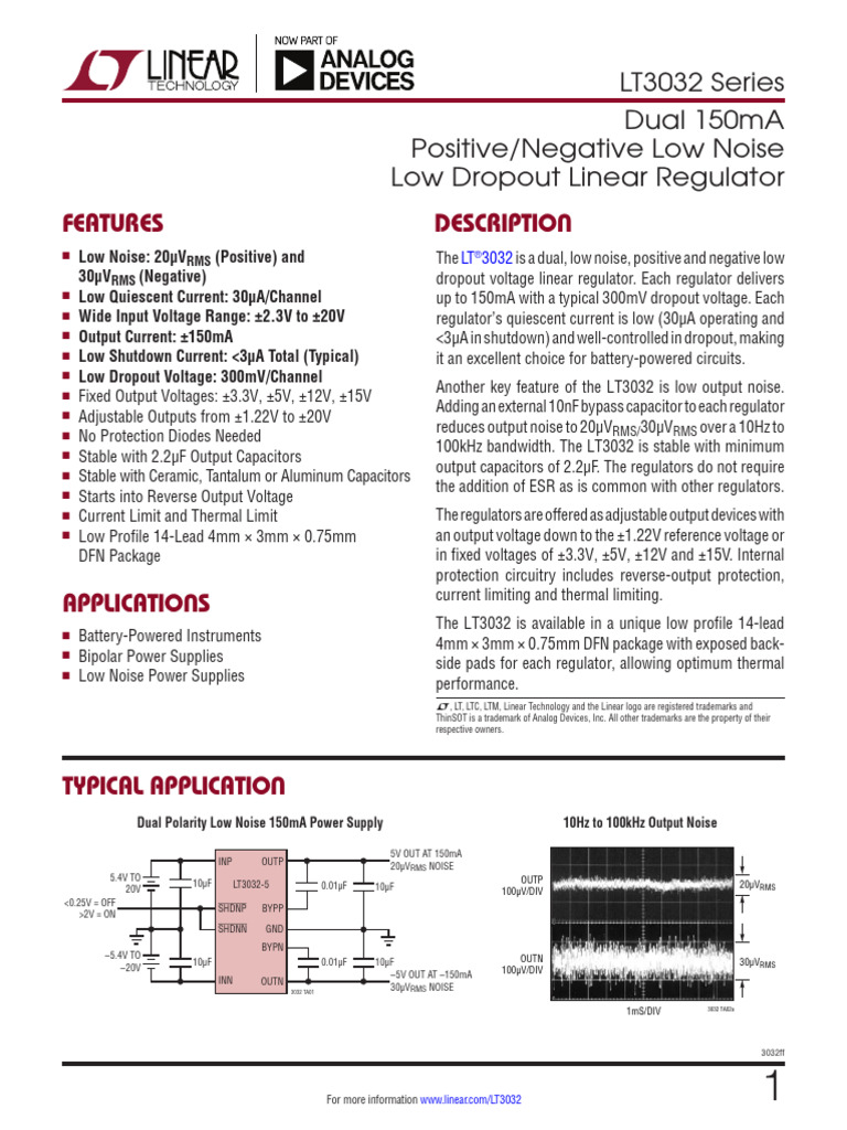 LT3032 | Download Free PDF | Electrical Components | Electrical Engineering