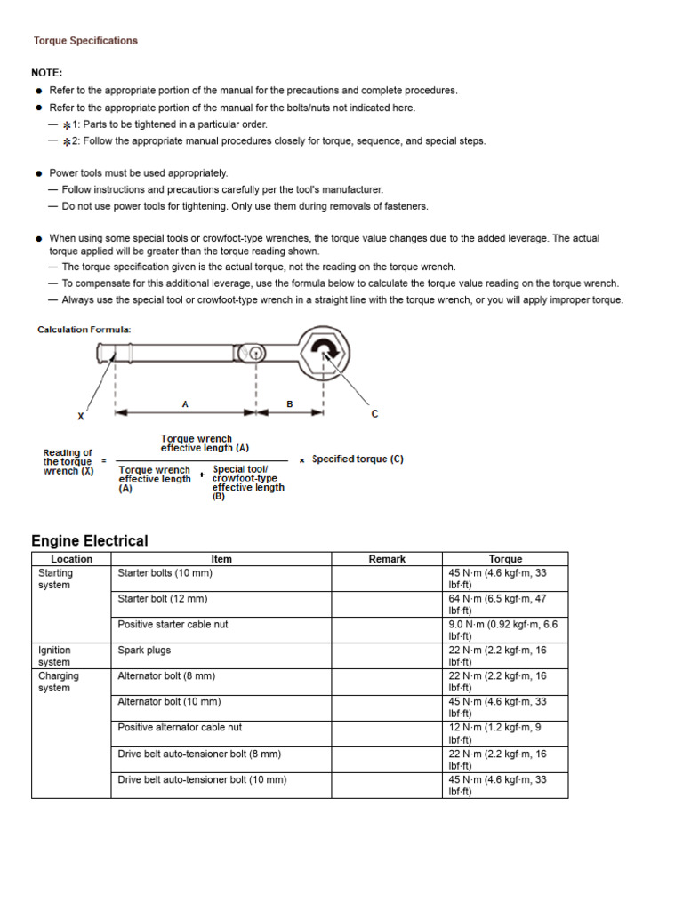 Automotive Torque Specifications Guide | PDF | Axle | Vehicle Parts