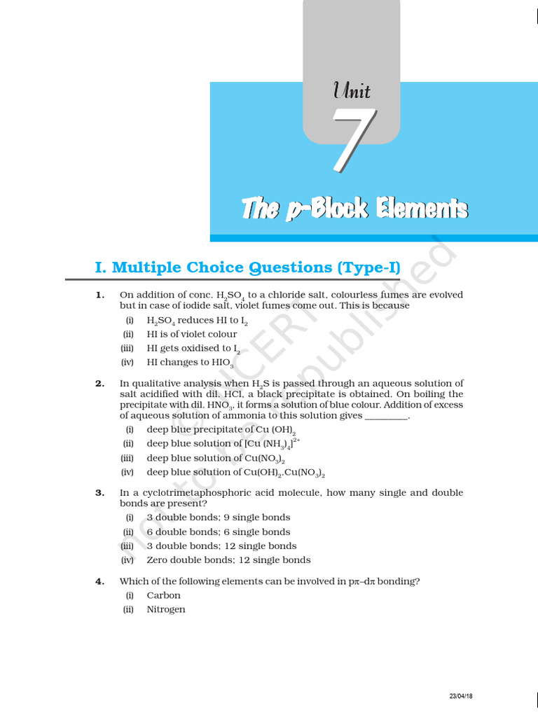 12th Chemistry NCERT Exampler | PDF | Nitrogen | Ammonia