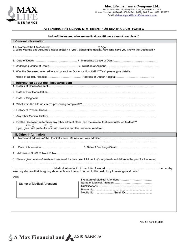 Attending Physicians Statement Form C | PDF