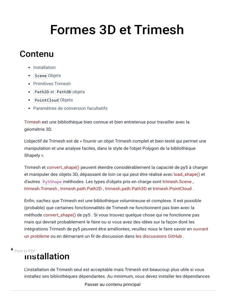 Formes 3D Et Trimesh - Documentation Py5 | Download Free PDF ...