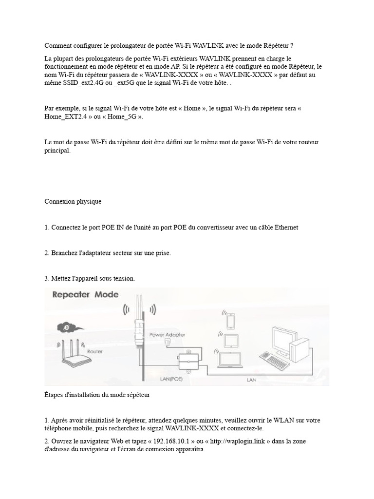 Configuration du Répéteur Wi-Fi WAVLINK | PDF | Maison et jardin ...