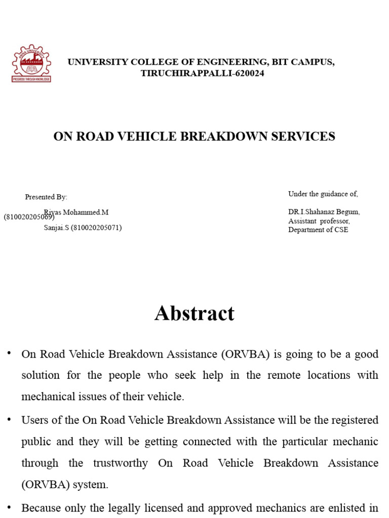 On Road Vehicle Breakdown Assistance | PDF | Microsoft Windows | Databases
