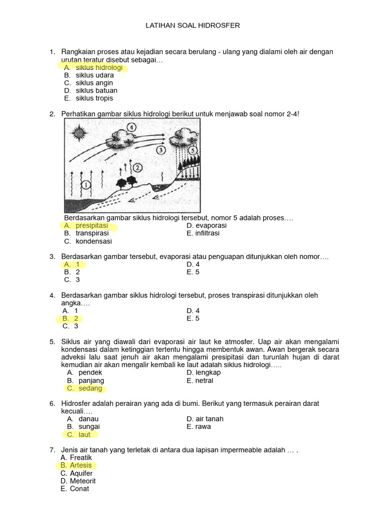 Latihan Soal Hidrosfer Kelas 10 | PDF