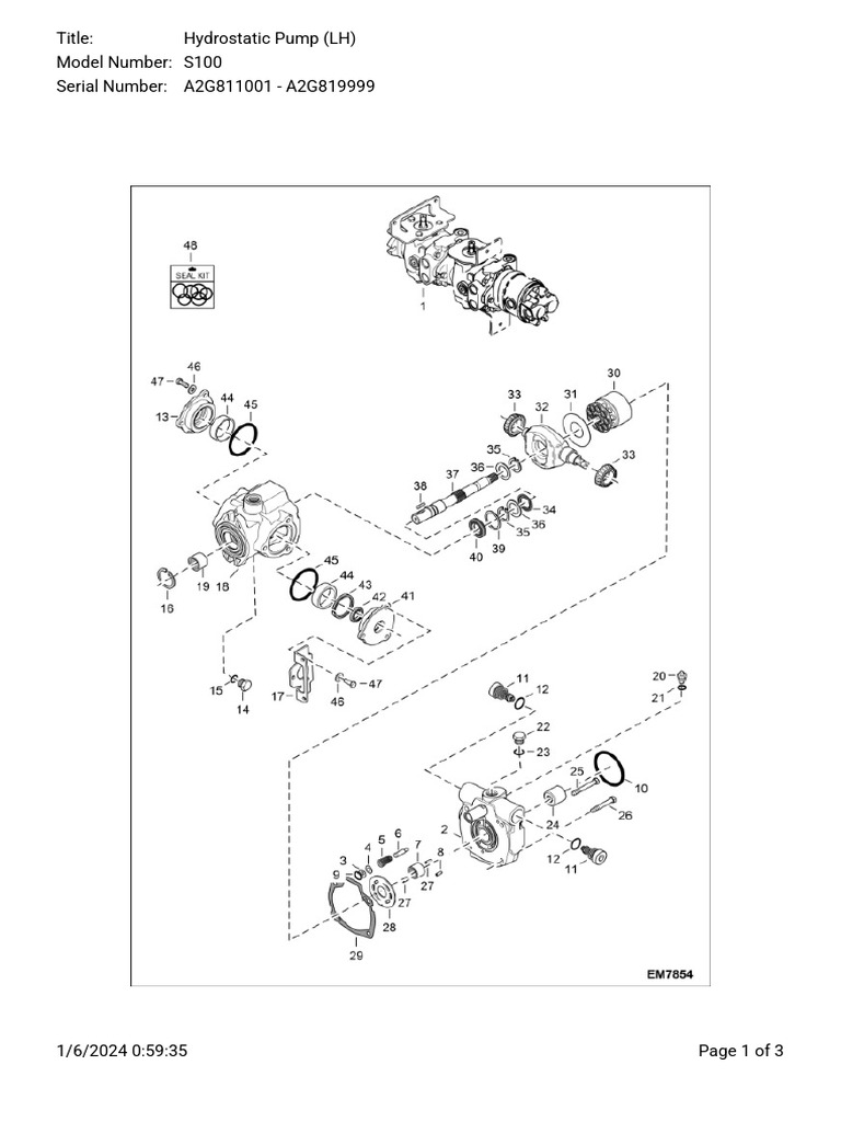 Hydrostatic Pump Parts List | PDF | Washer (Hardware) | Mechanical ...