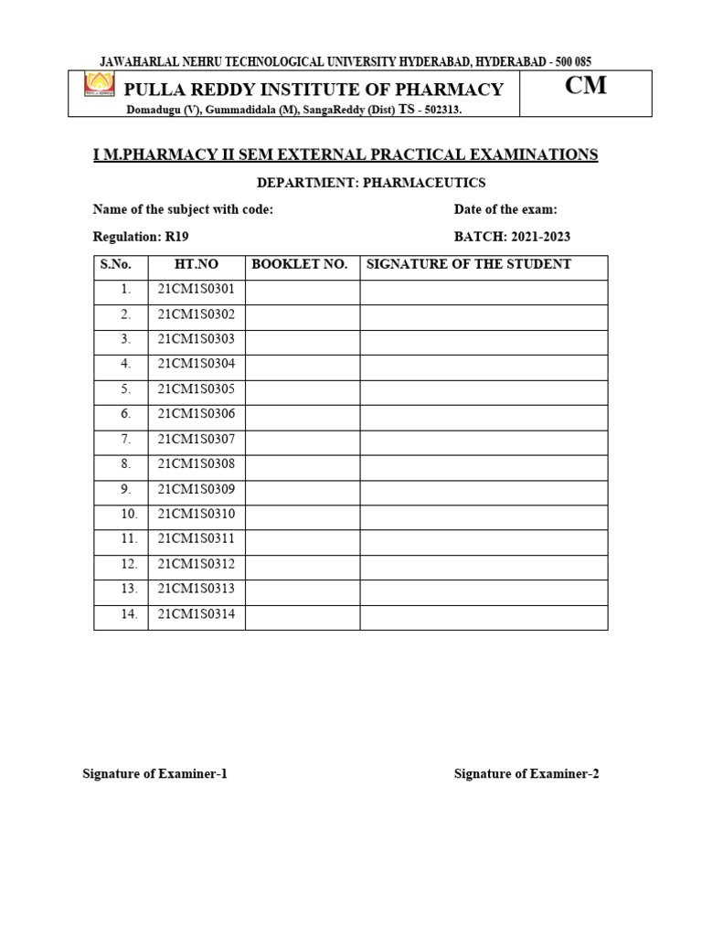 M.Pharm II Sem Practical Exams | PDF | Pharmacy | Pharmaceutical Sciences