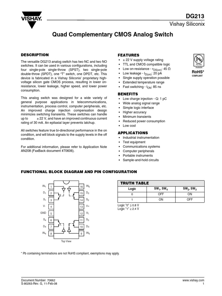 DG 213 | PDF | Cmos | Switch