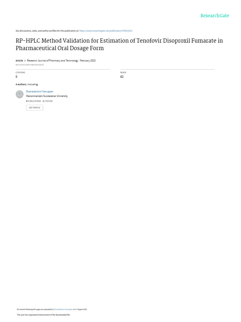 52 RJPT 16 2 2023 | Download Free PDF | Management Of Hiv/Aids | High Performance Liquid ...