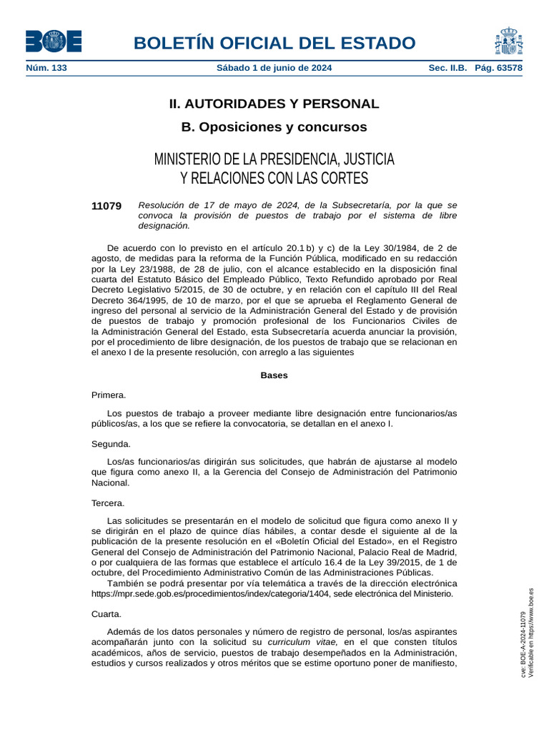 Boe A 2024 11079 | PDF | Gobierno