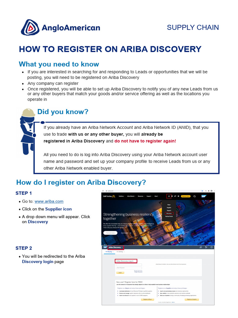Register on Ariba Discovery Guide | PDF | Login | User (Computing)