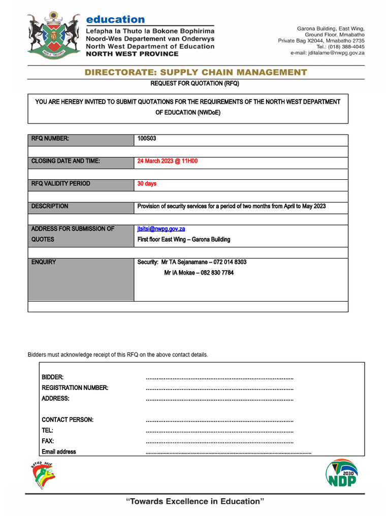 ELC Tseng RFQ For Security Guard Services - DR RSM | PDF | Security ...