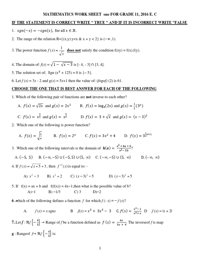 Math 11WORKSHEET 1 | PDF | Mathematics | Logic