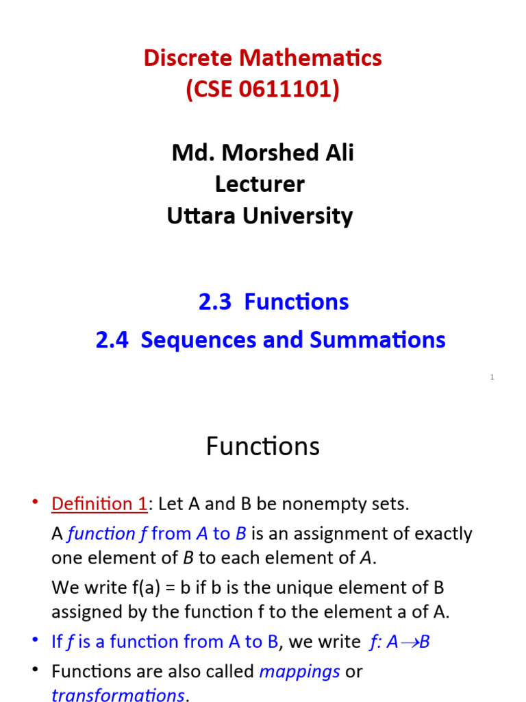 Lecture 06 | PDF | Function (Mathematics) | Sequence