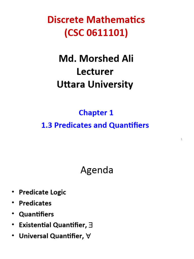 Lecture 03 | PDF | First Order Logic | Proposition