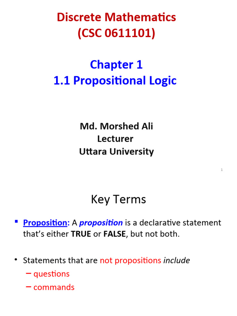 Lecture 01 | Download Free PDF | If And Only If | Logic